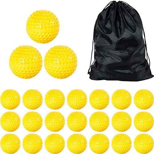 24 Pcs Yellow Dimpled Baseball 9 Inch Pitching Machine Baseball ...