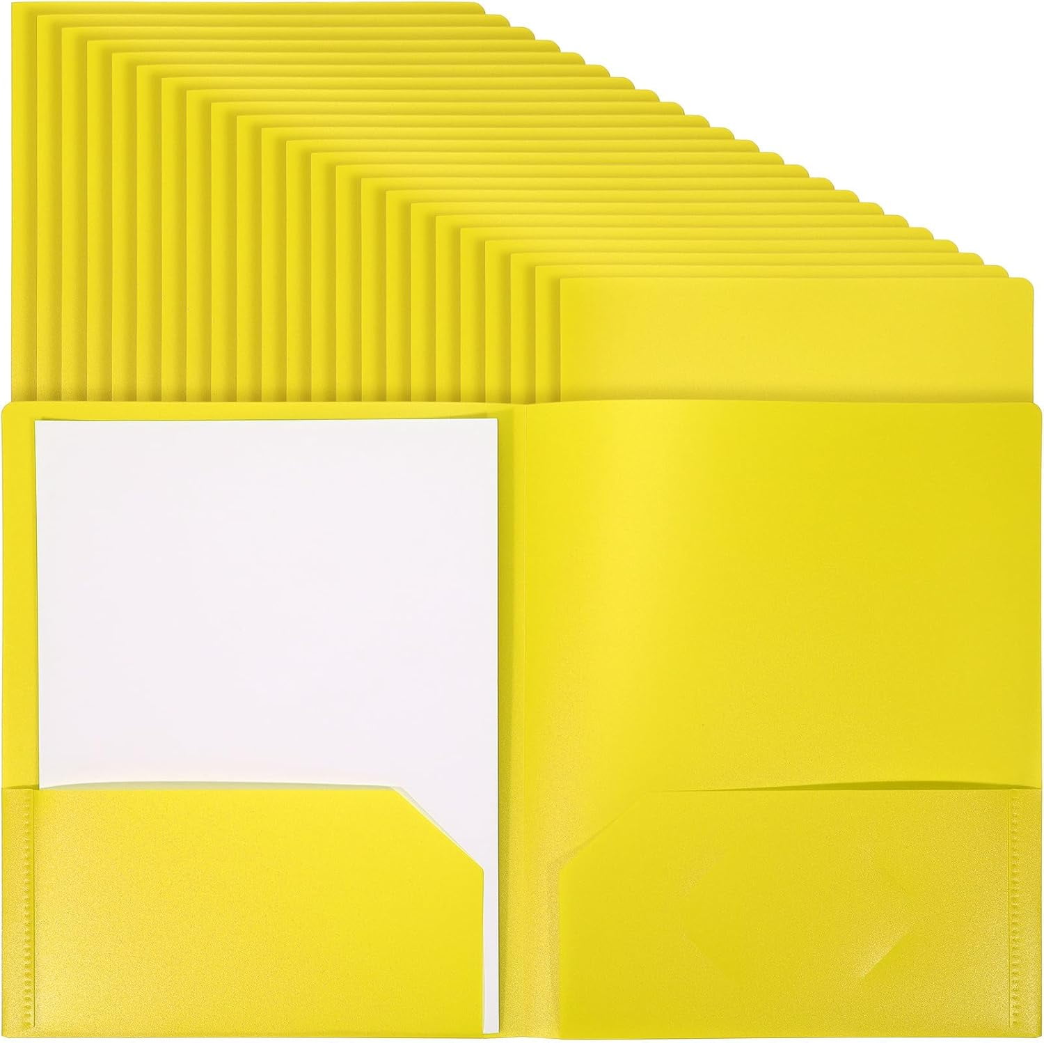 24 Pcs Yellow Heavy Duty Plastic Folders 2 Pocket File Folder Fit ...