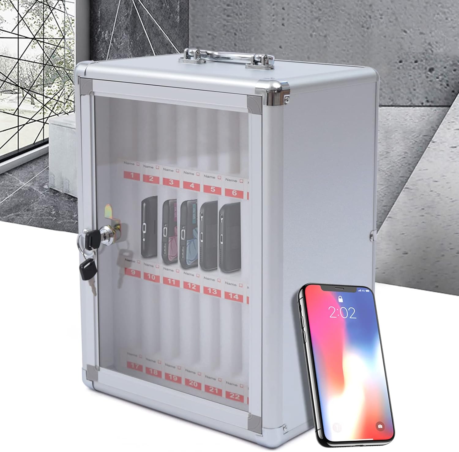 24 Phones Capacity Storage Cabinet,Clear Cell Phone Locker Box,Wall ...