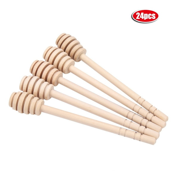 24-Piece 16cm Wooden Honey Dippers - Natural Wood Syrup & Chocolate ...