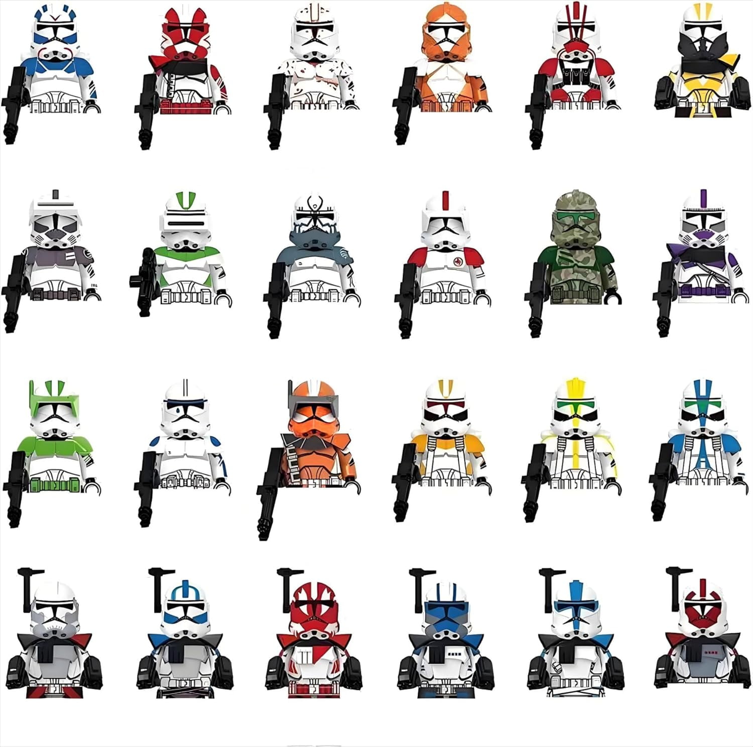 24-Piece (2-Inch) Clone Trooper Playset, Space War Mini Building Set ...