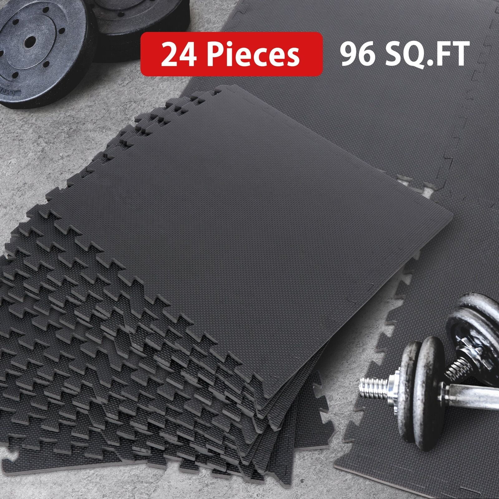 24 Piece 24''L x24''W EVA Foam Puzzle Exercise Mat Floor Interlocking ...