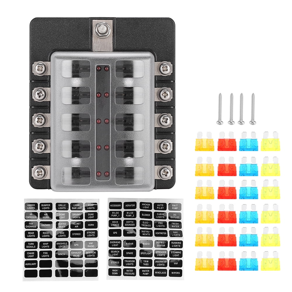 24-Piece Blade Fuse Holder, 1 In 10 Out, Portable for Cars, Trucks ...