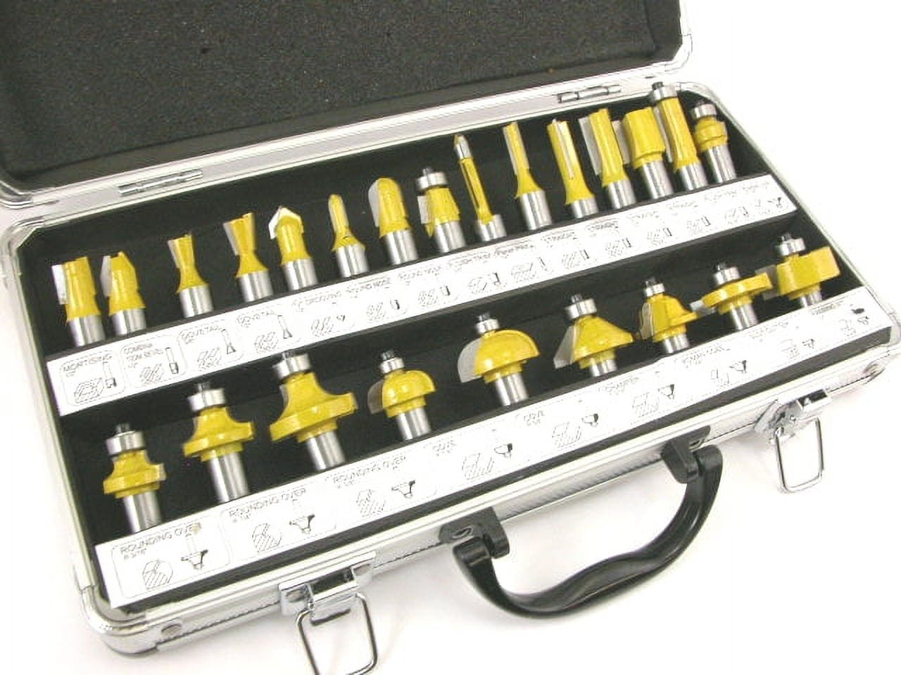 24 Piece Carbide 1/2" Shank Router Bit Set with High-Quality Aluminum ...
