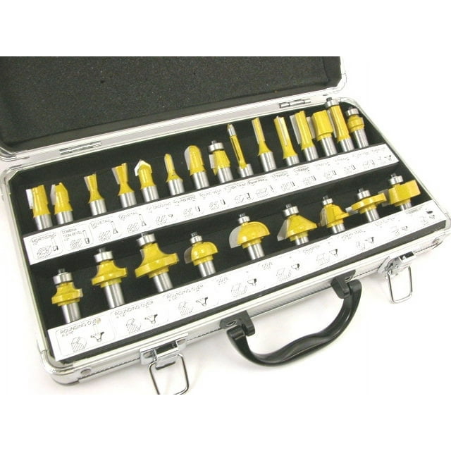 24 Piece Carbide 1/2" Shank Router Bit Set with High-Quality Aluminum ...