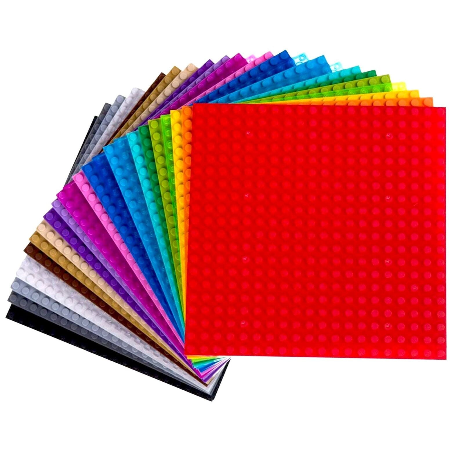 24 Piece Classic Baseplates, For Building Bricks, Multicolor, 6x6 ...