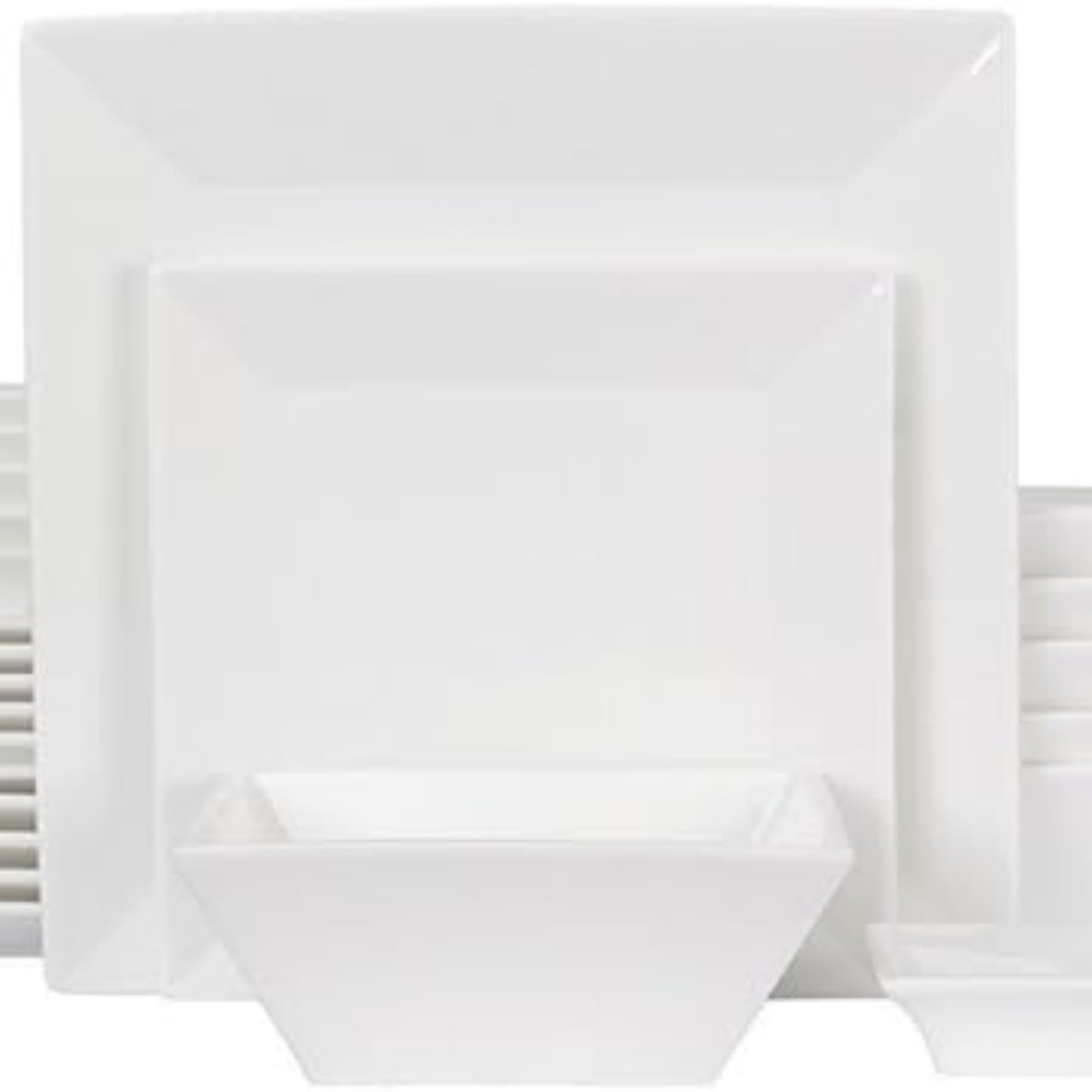24-Piece Classic Square Dinnerware Set for 6-Off White Plates - Walmart.com