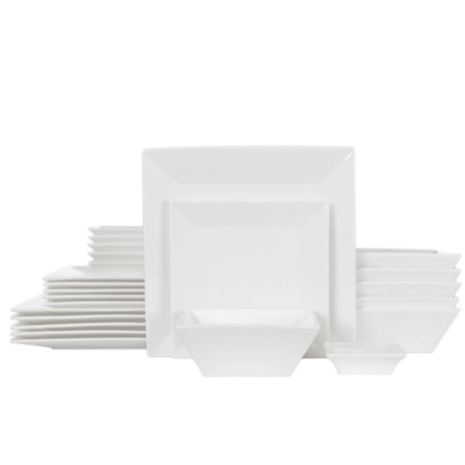 24-Piece Classic Square Dinnerware Set for 6-Square Dinner Plates ...