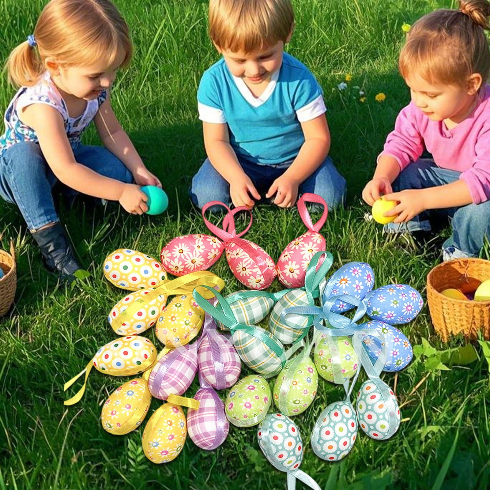 24-Piece Colorful Plastic Easter Eggs, Hanging Decorations for Home ...