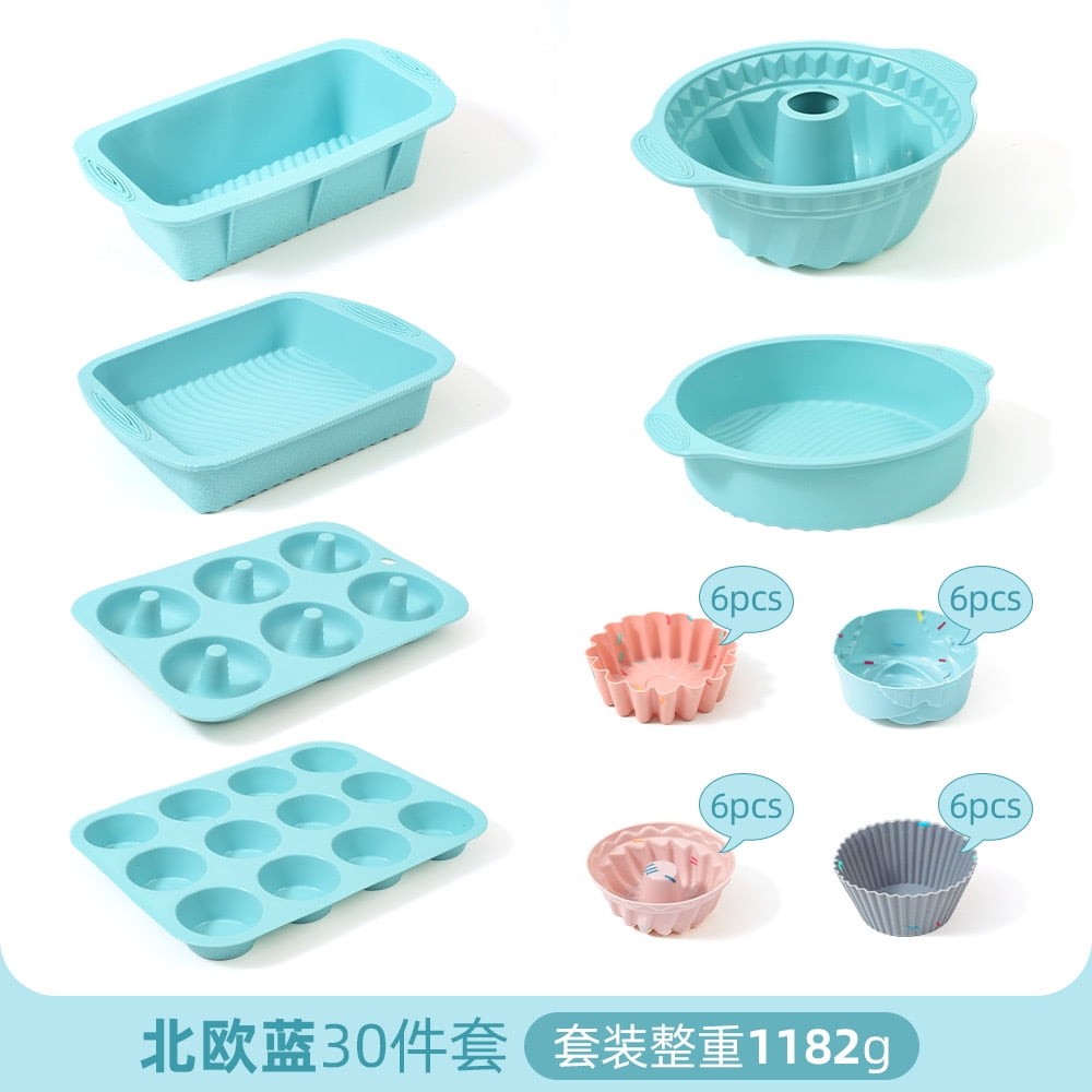 24-Piece Deluxe Silicone Bakeware Set - Non-Stick Easy-Release Heat ...