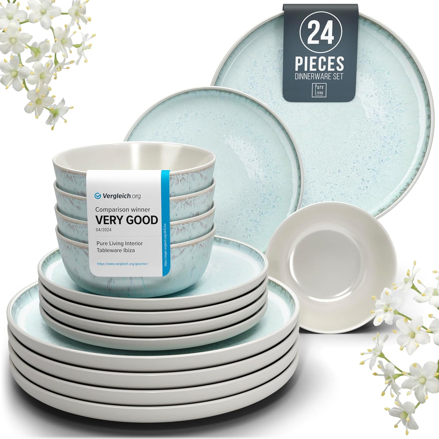 24 Piece Dinnerware Sets for 8 - Modern Style Stoneware Dinnerware Set ...