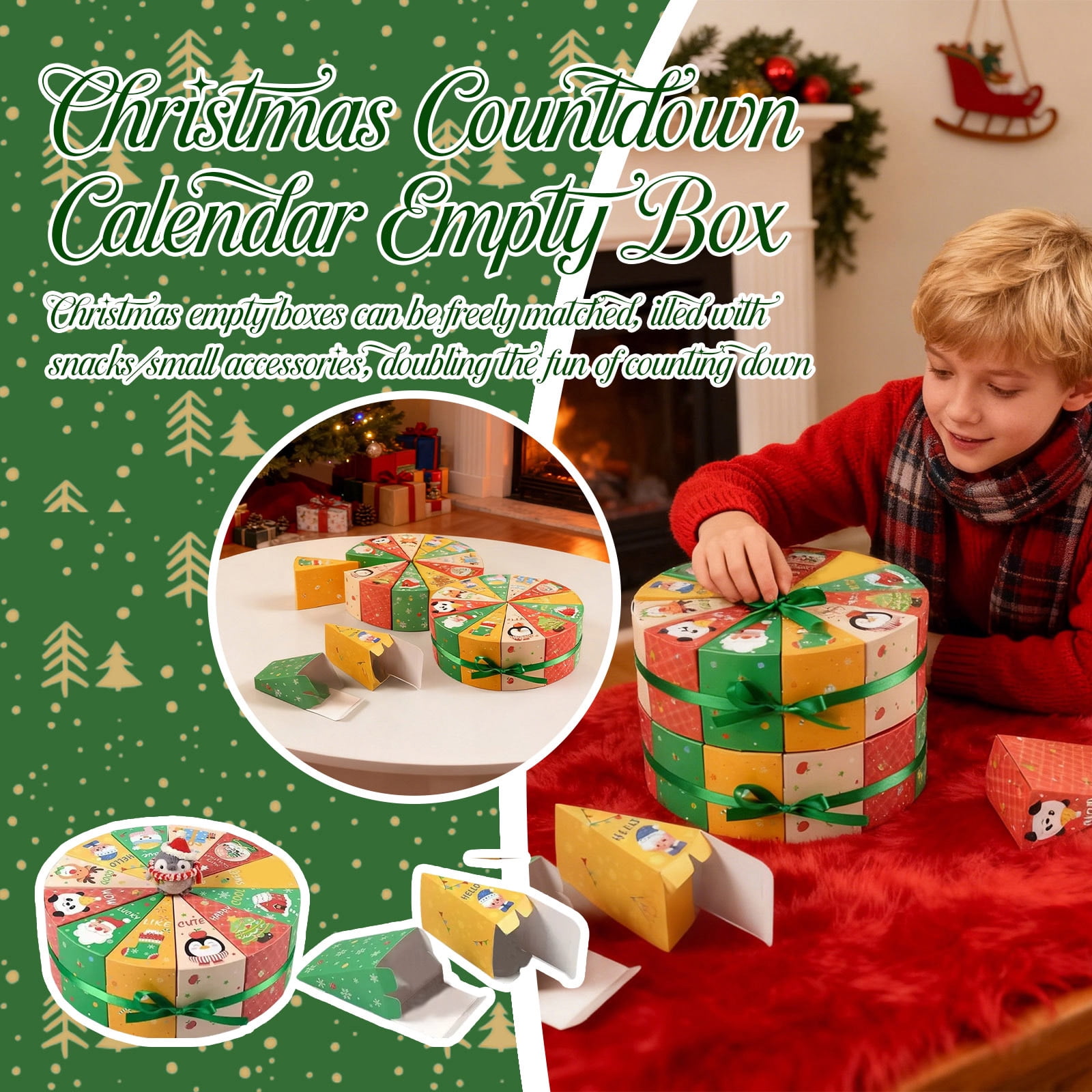 24-Piece Empty Christmas Gift Box Set, Holiday Countdown Calendar with ...