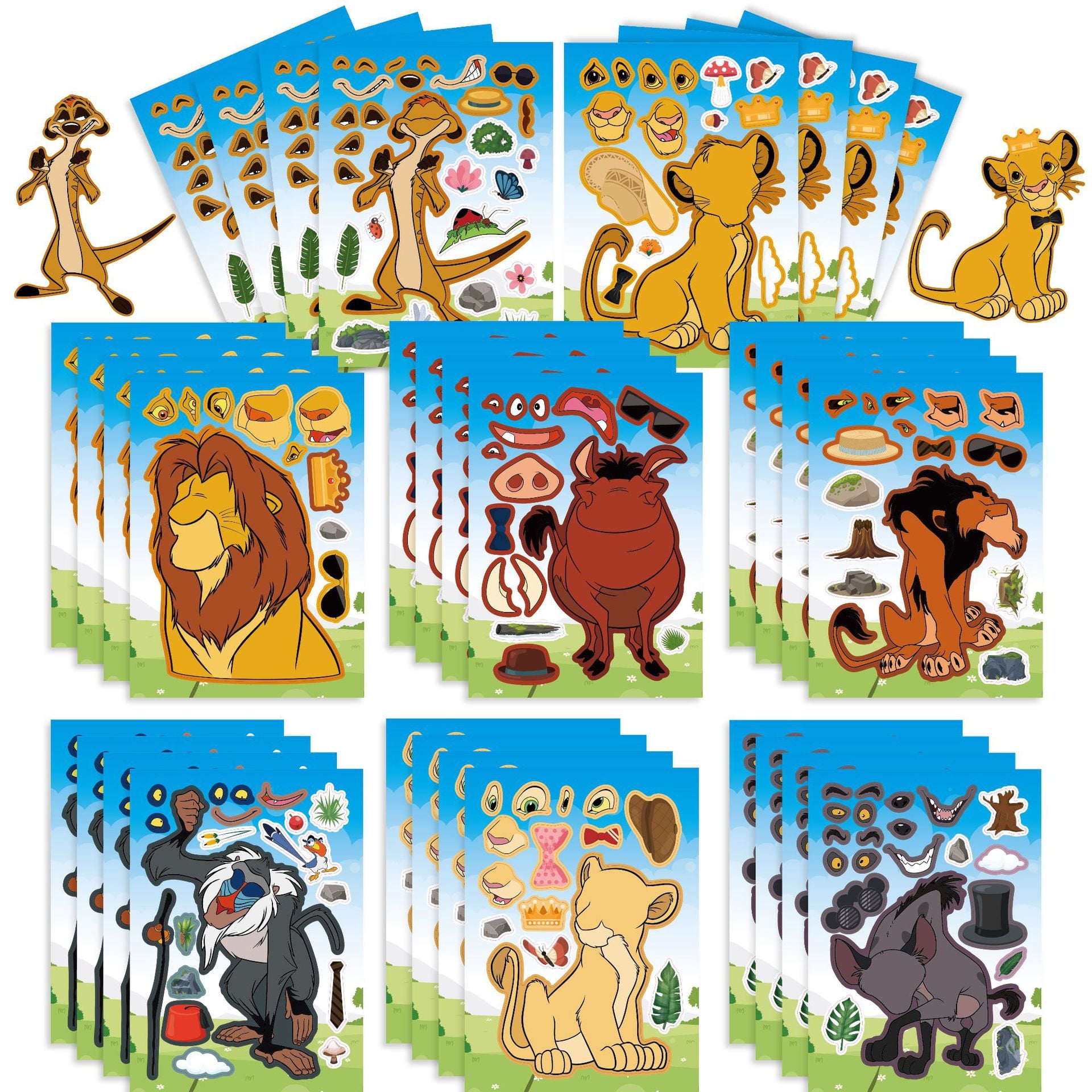 24 Piece Do Face Sticker Pack, Mix and Match 8 Lion King Characters (3 ...