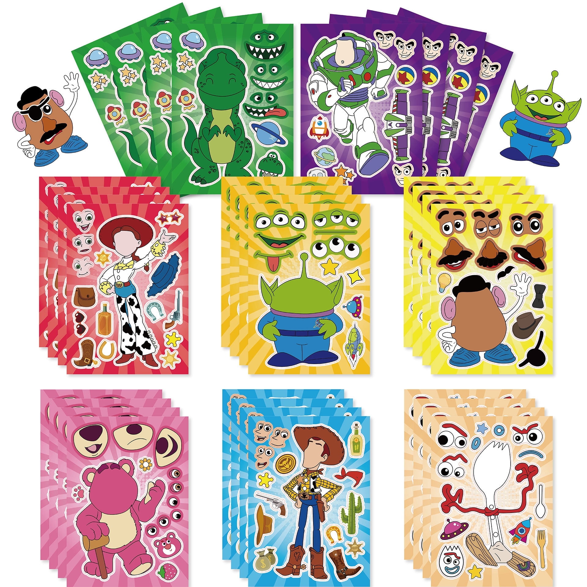 24 Piece Do Face Sticker Pack, Mix and Match 8 Toy Story Characters (3 ...