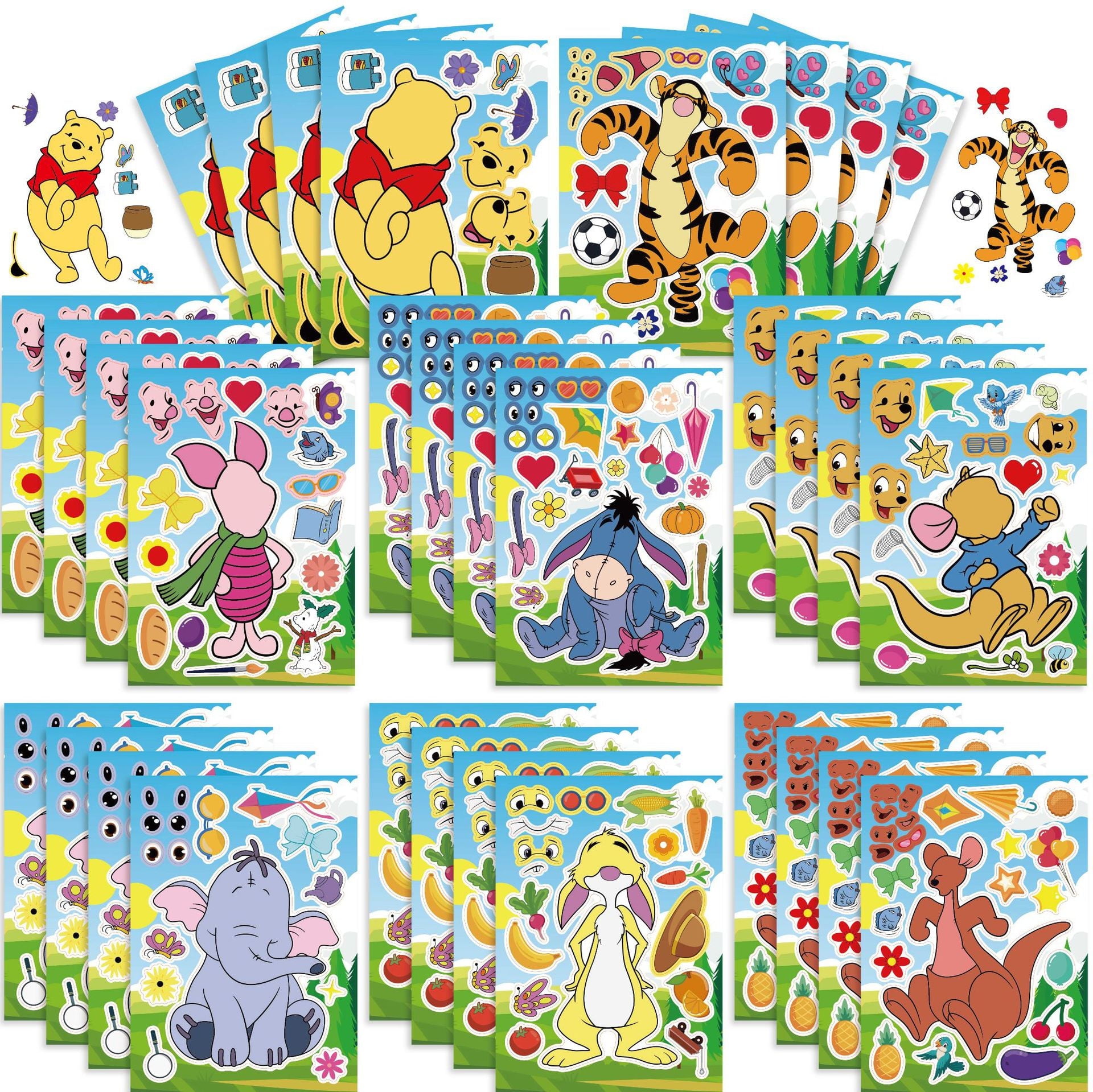 24 Piece Do Face Sticker Pack, Mix and Match 8 Winnie the Pooh ...