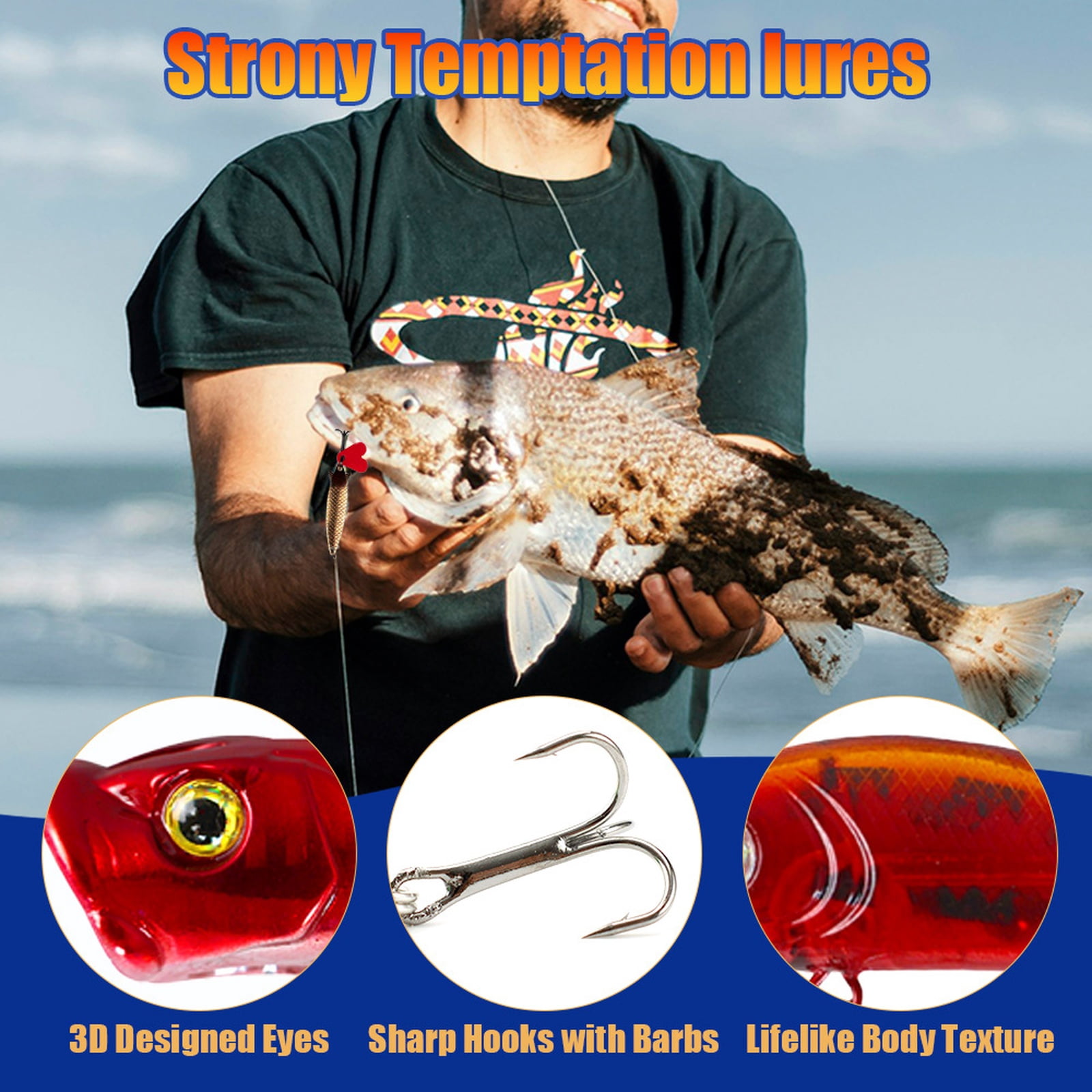 24-Piece Fishing Lure Kit for Bass and Trout, Mixed Plastic Crankbaits ...