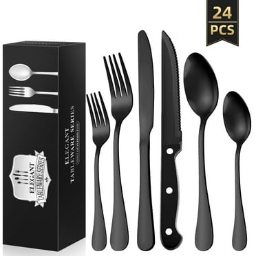 Jeaker Silver Dinner Knife Set 12 Pieces,Stainless Steel Silverware ...
