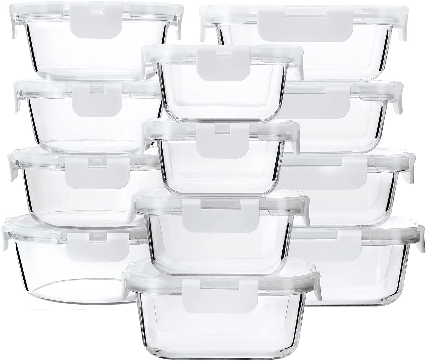24-Piece Glass Food Storage Containers with Upgraded Snap Locking Lids ...