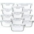 24-Piece Glass Food Storage Containers with Upgraded Snap Locking Lids ...