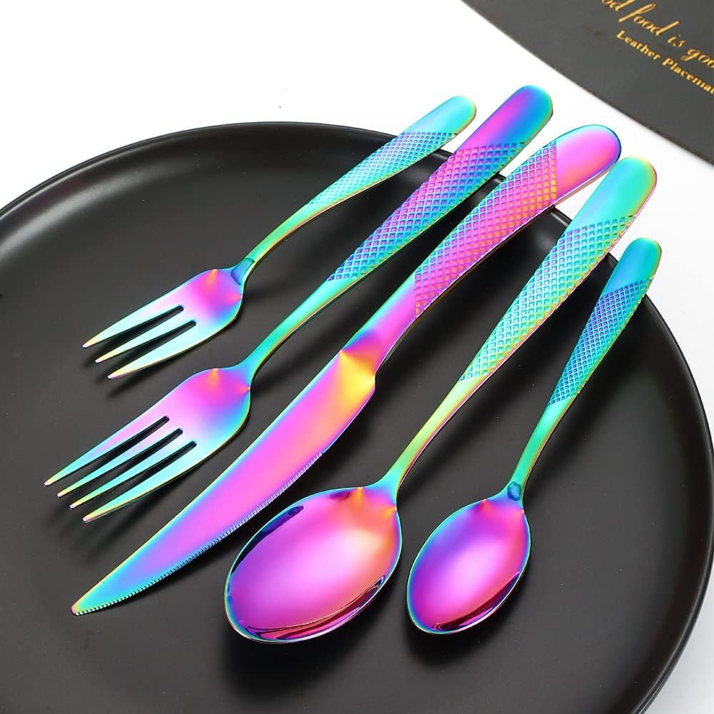 24-Piece Gold Silverware Set 18/10 Stainless Steel Flatware Set Service ...