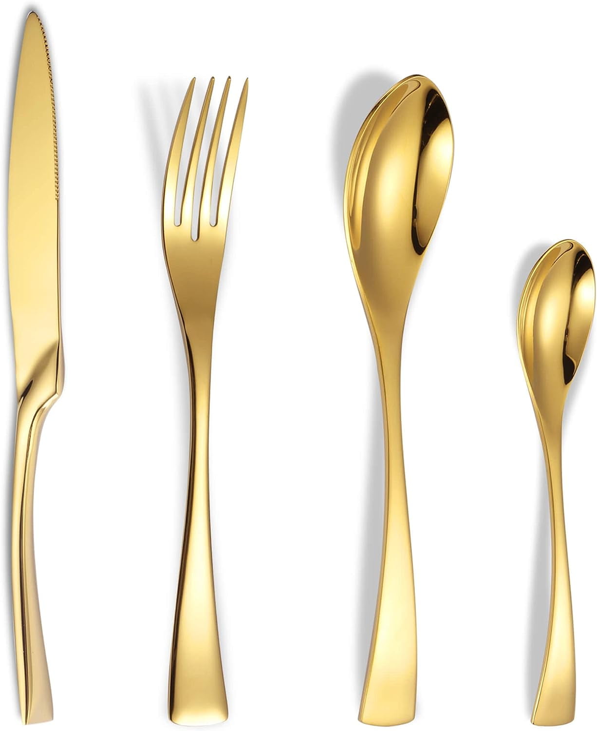 24-Piece Gold Silverware Set for 6,Heavy Duty 18/10 Stainless Steel ...