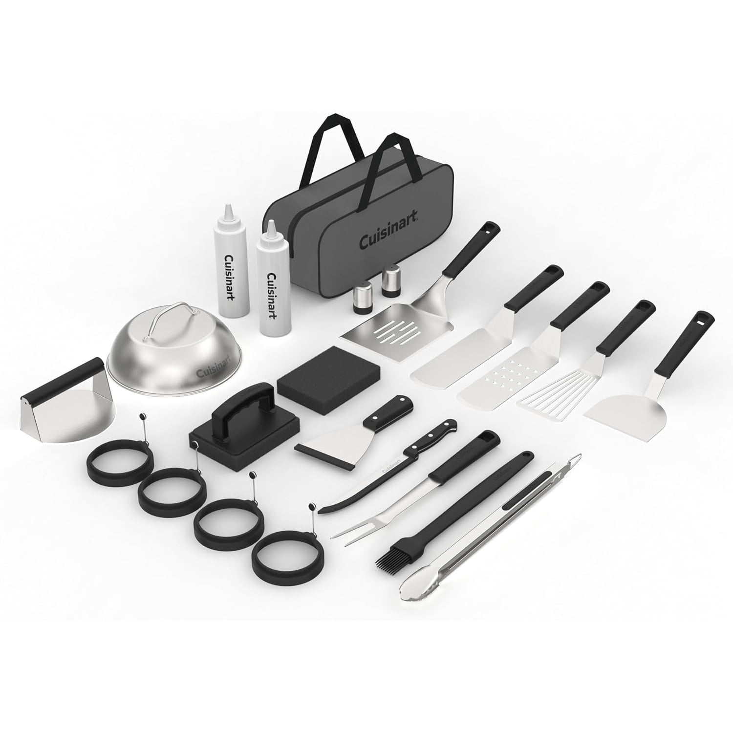 24-Piece Griddle Tool Set with Storage Tote, Stainless Steel Flat Top ...