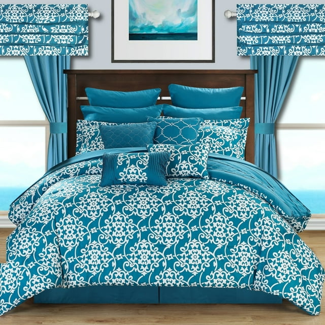 Hailee King & Queen Size 24 Piece Reversible Comforter Set with ...