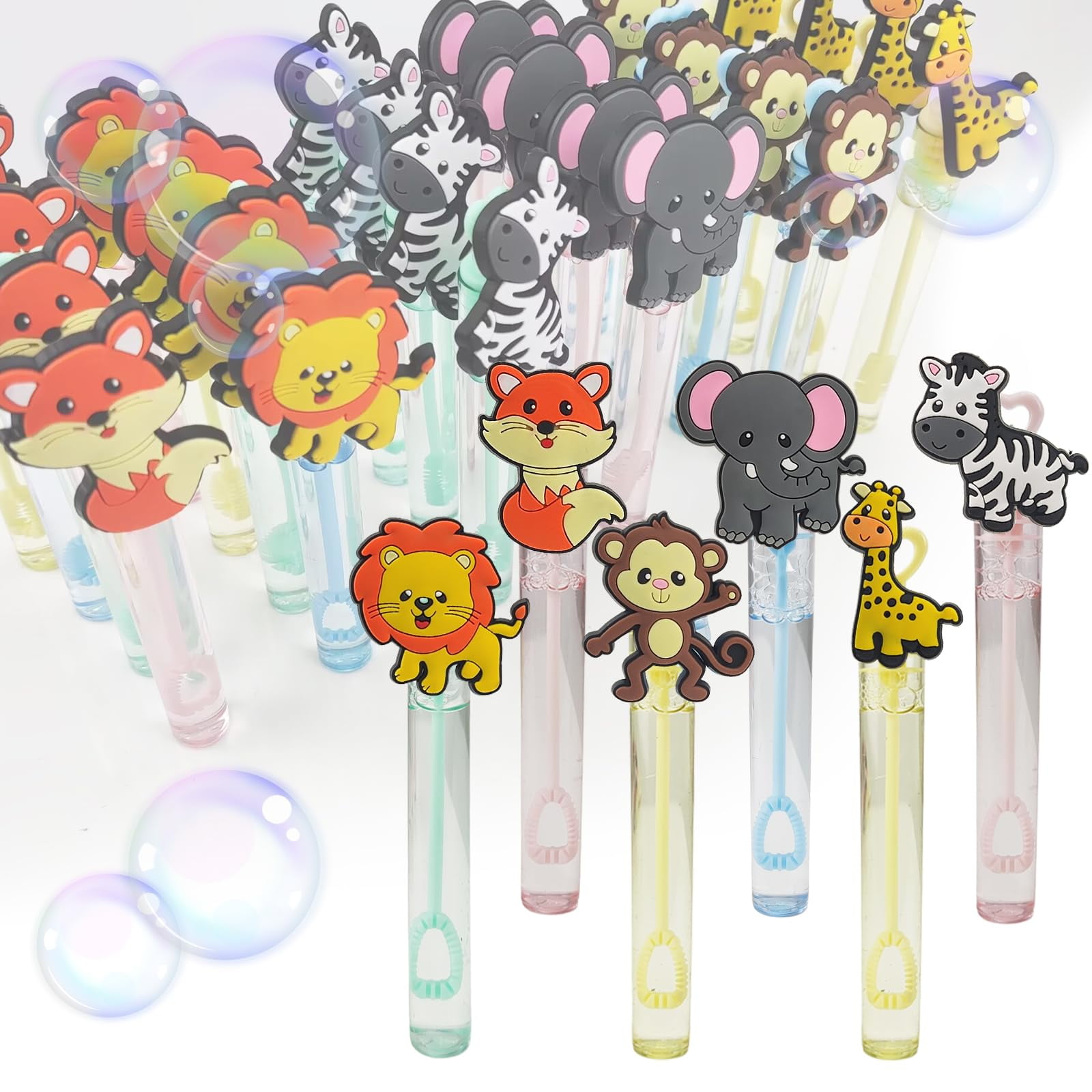 24 Piece Jungle Animals Toys Bubble Wand For Kids(6 Style),Cute Bubble ...