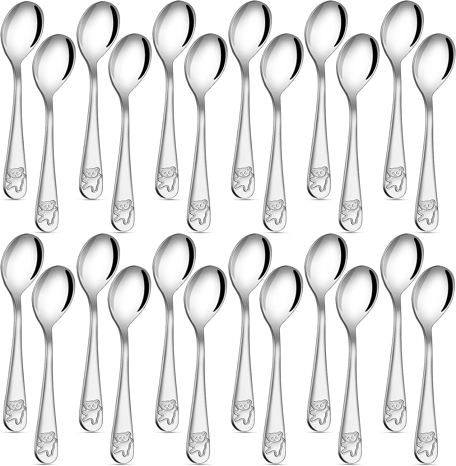24 Piece Kids Spoons Toddler Spoons,6.5 inch Stainless Steel Kids ...