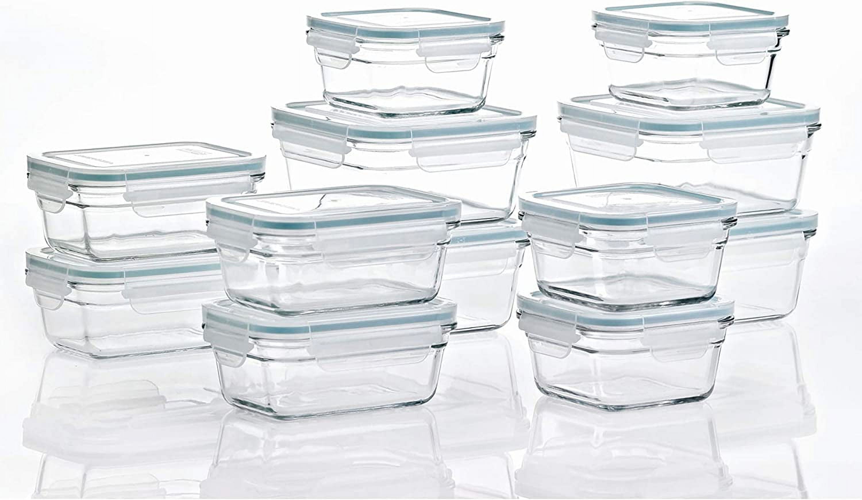24 Piece Oven Microwave Safe Glass Food Storage Containers Set w/Lids ...
