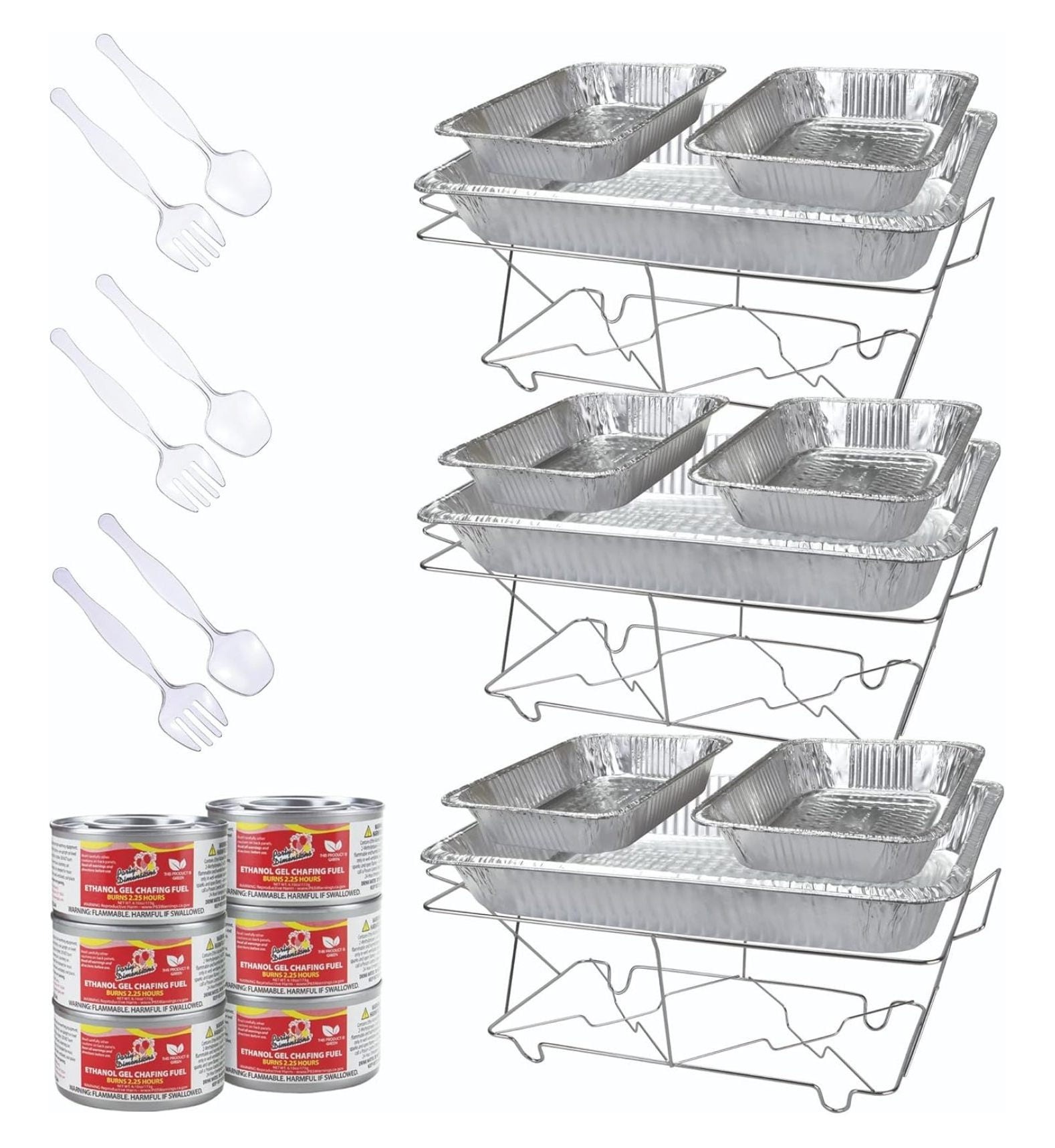 24 Piece Party Serving Kit Includes Chafing Dish Buffet Set and Serving ...