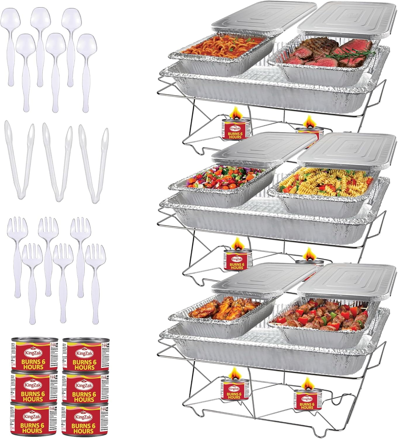 24 Piece Party Serving Kit Includes Chafing Dish Buffet Set and Serving ...