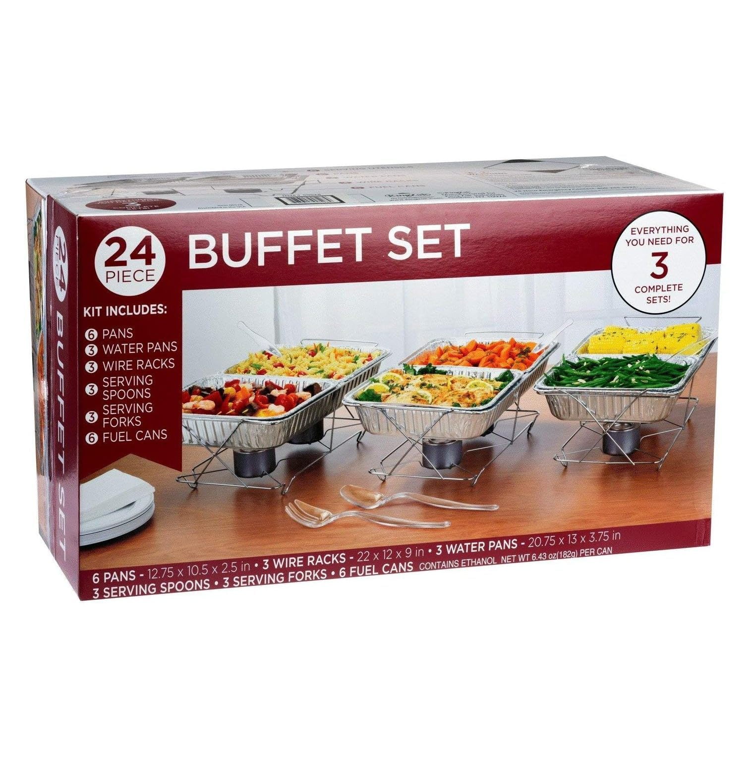 24 Piece Party Serving Kit Includes Chafing Dish Buffet Set and Serving ...
