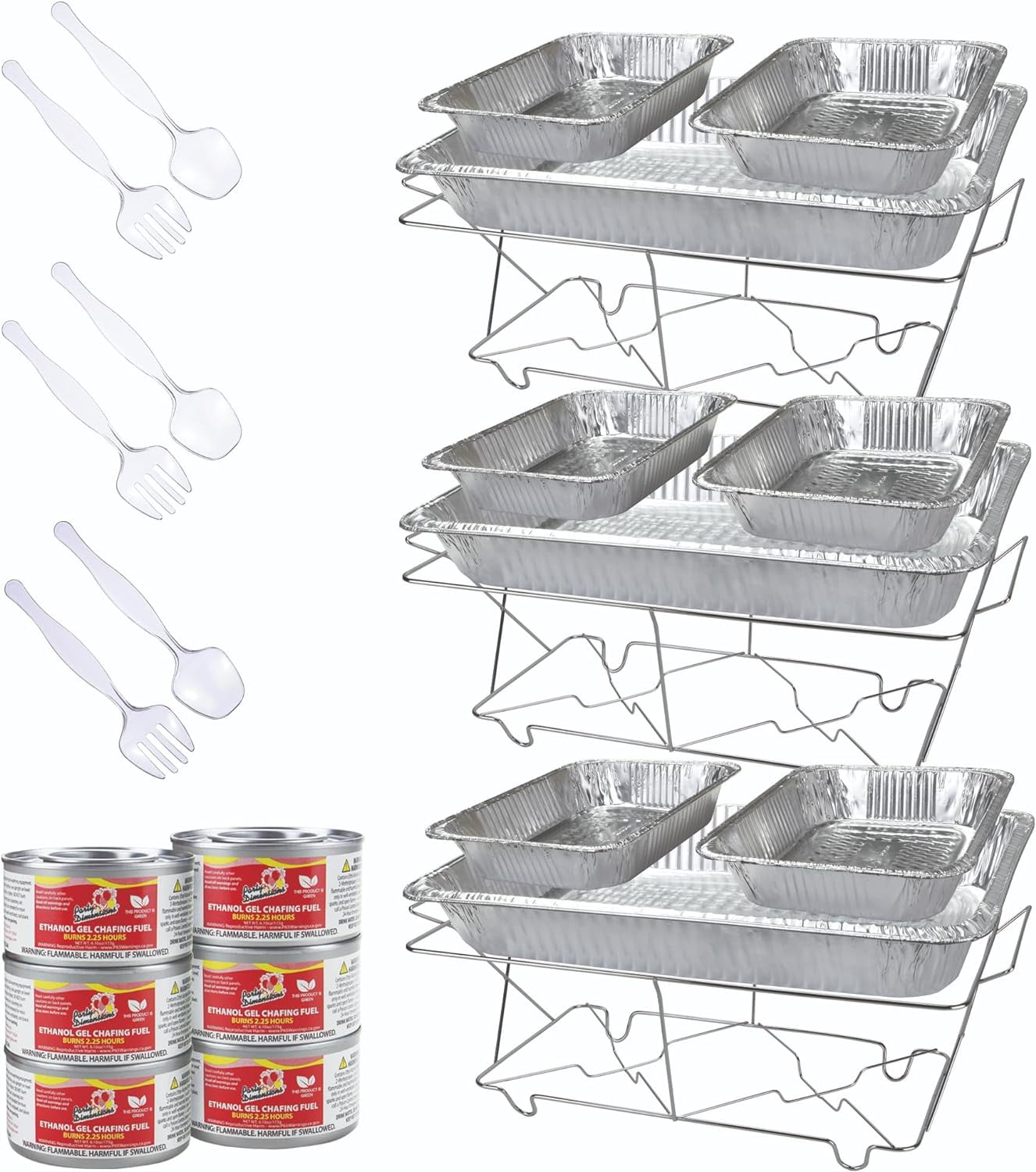 24 Piece Party Serving Kit Includes Chafing Dish Buffet Set and Serving ...
