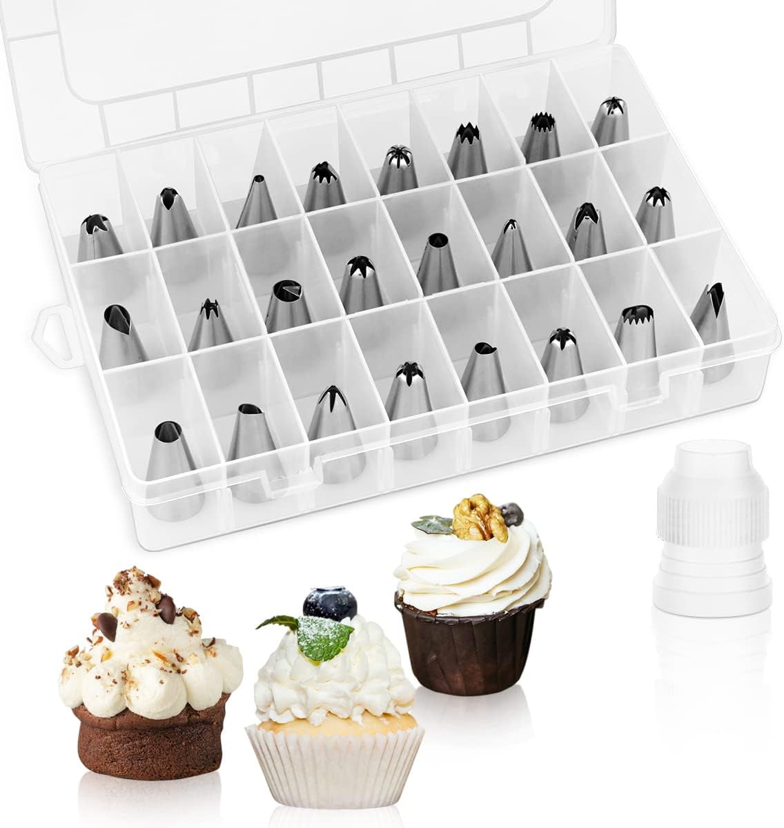 24 Piece Piping Tips Set, Icing Piping Nozzles with Storage Box ...