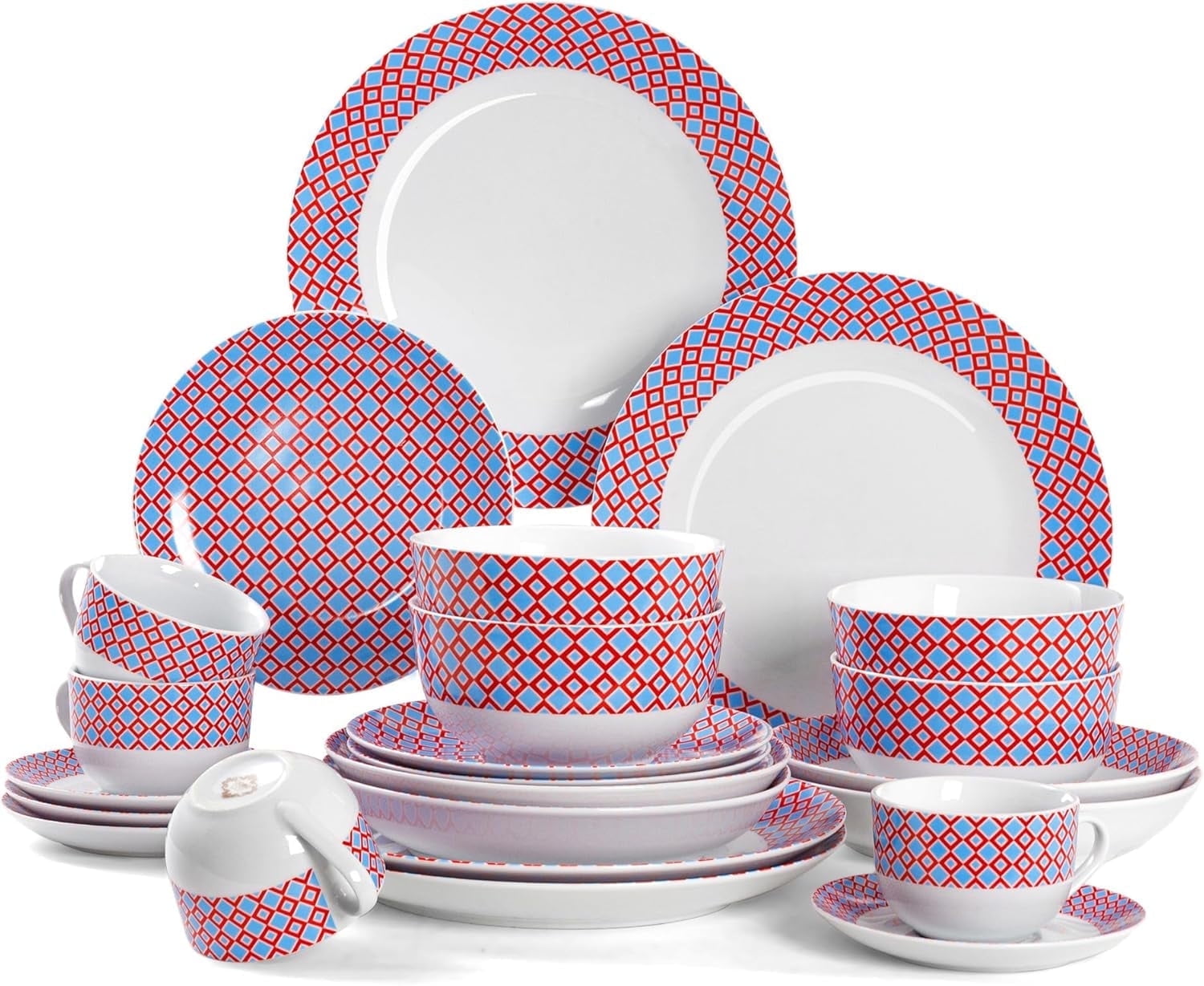 24 Piece Porcelain Dinnerware Set, Premium Plates and Bowls Set ...