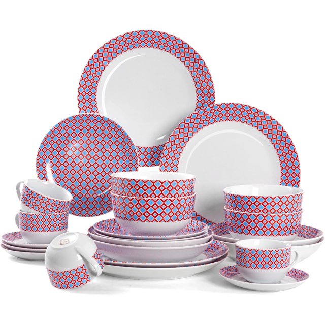 24 Piece Porcelain Dinnerware Set, Premium Plates and Bowls Set ...