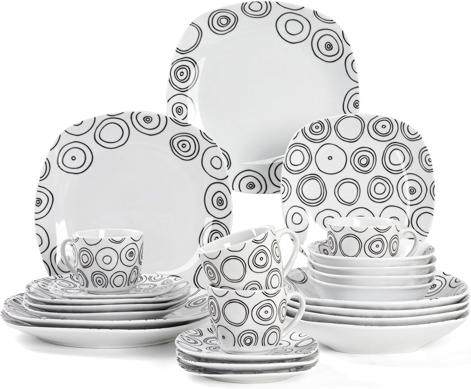 24 Piece Porcelain Dinnerware Set, Premium Plates and Bowls Sets ...