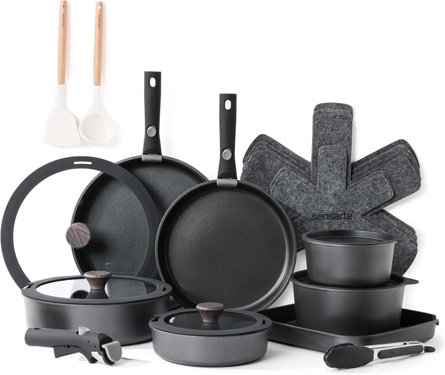 24 Piece Pots and Pans Set, Nonstick Detachable Handle Cookware ...