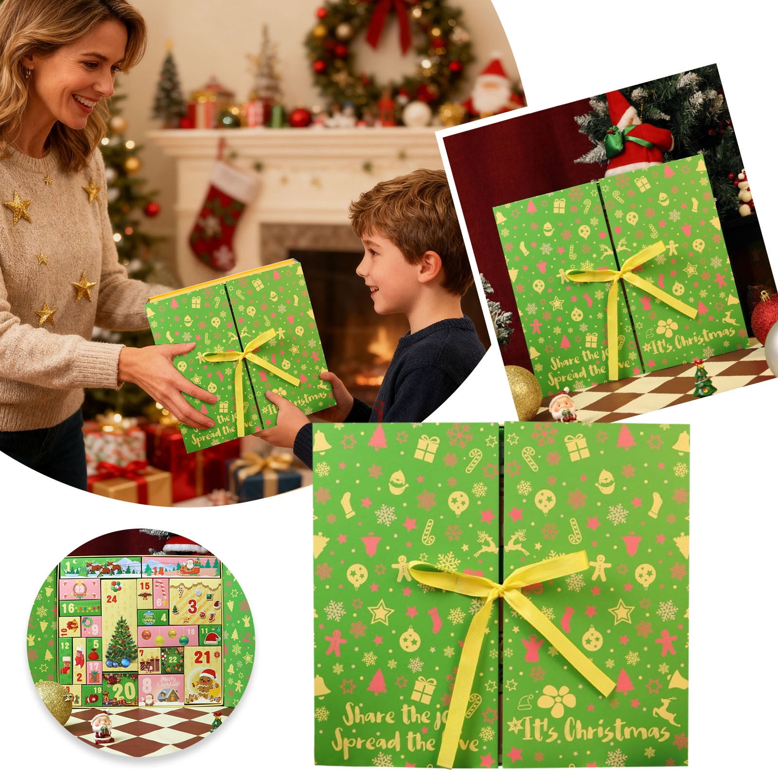 24 Piece Reusable Fillable Countdown Calendar Set with Empty Cardboard ...