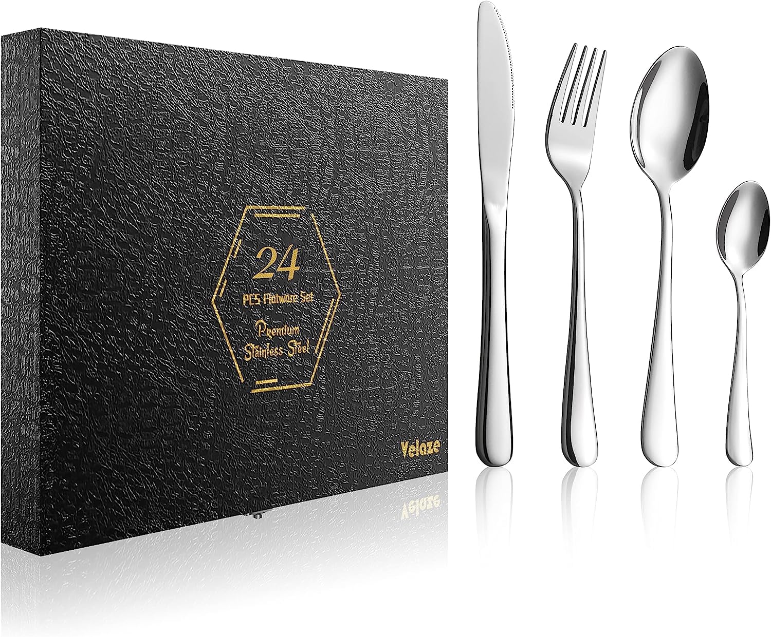 24-Piece Rose Gold Silverware Set Cutlery Set, Stainless Steel Cutlery ...