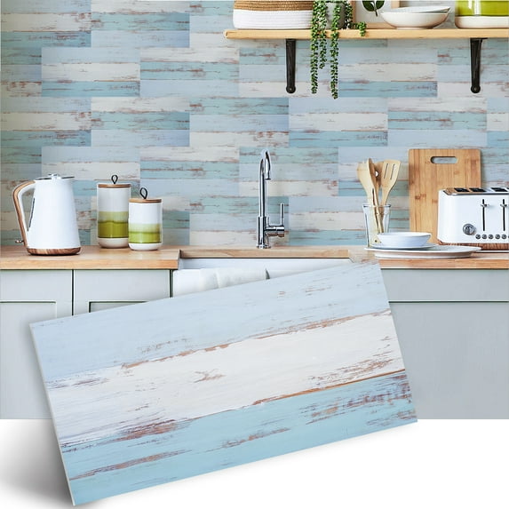 24 Piece Self Adhesive Tiles Stickers Kitchen Backsplash 6" x 6" Blue ...