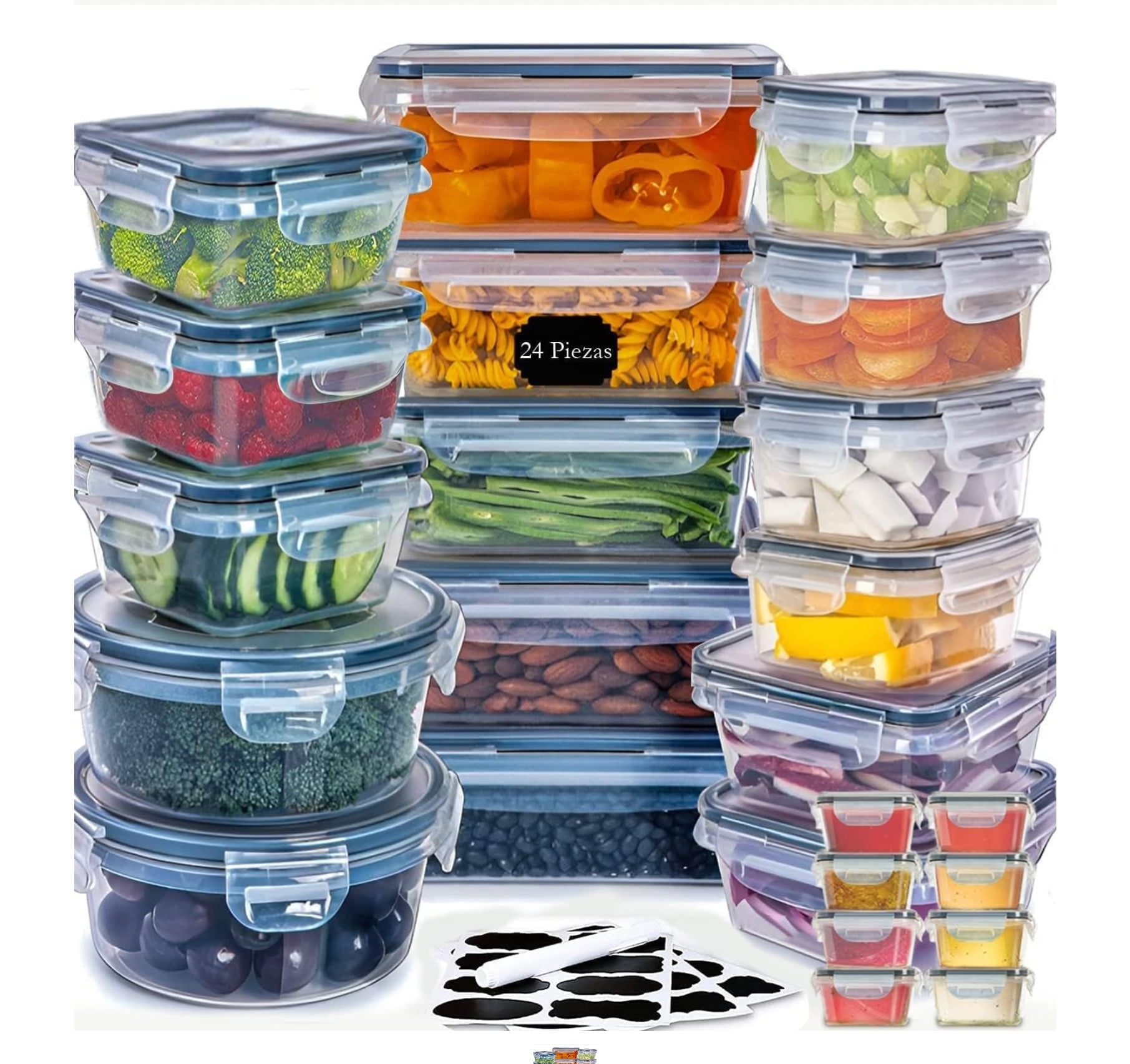 24-Piece Set of Food Storage Containers with Gasket Seal Box Lids, 24 ...