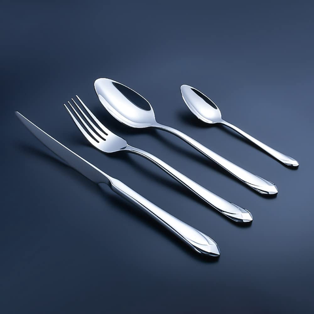 24 Piece Silverware Set for 6 Durable 18/10 Stainless Steel Flatware ...