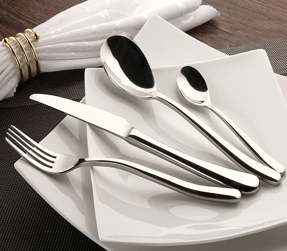 24 Piece Silverware Set for 6 Nice Weight 18/10 Stainless Steel ...