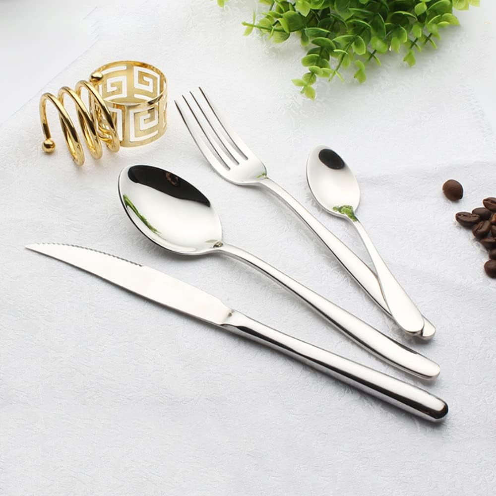 24 Piece Silverware Set for 6 Nice Weight 18/10 Stainless Steel ...