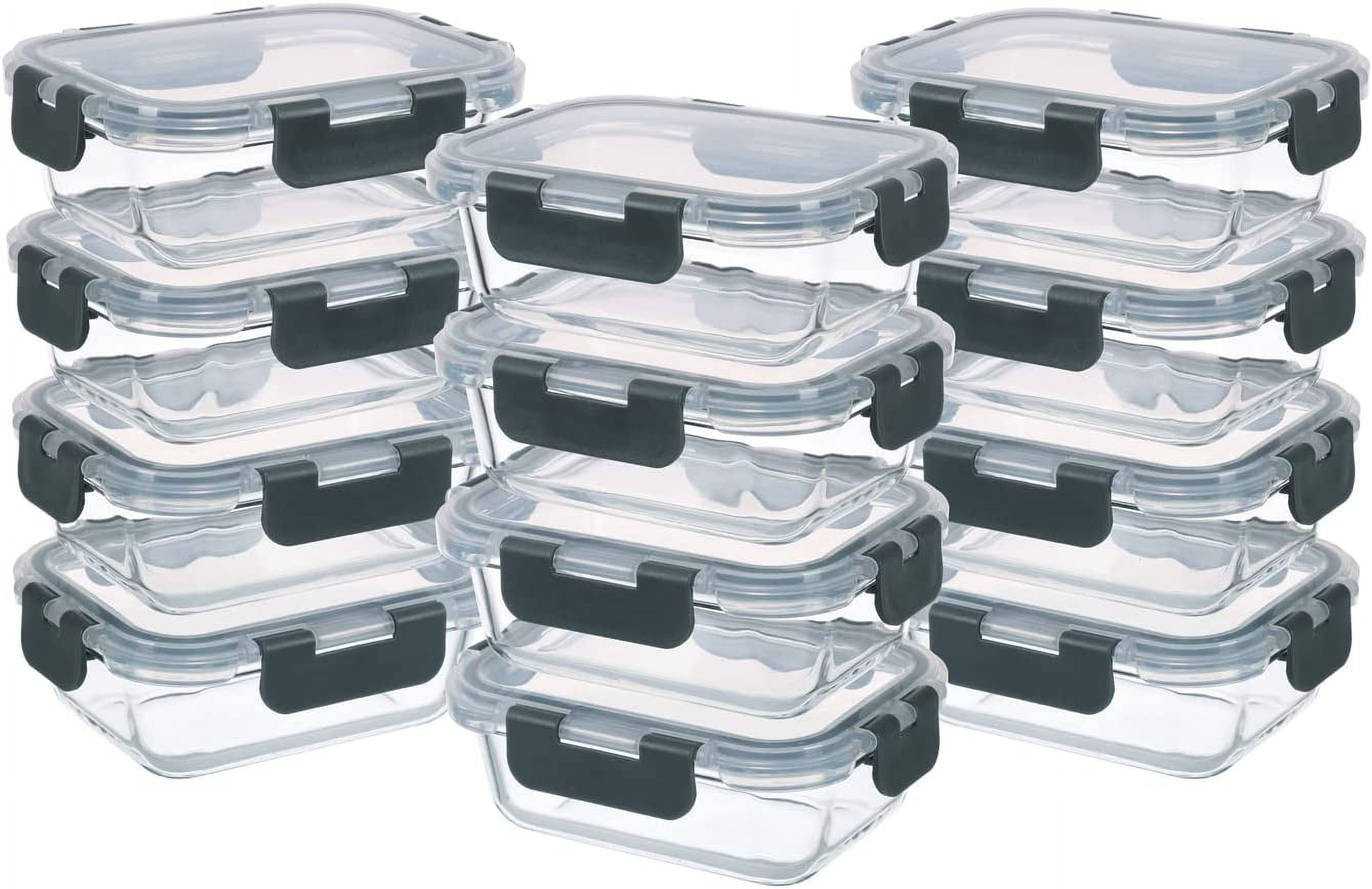 24-Piece Small Glass Food Storage Containers with Lids Airtight, 1.5 ...