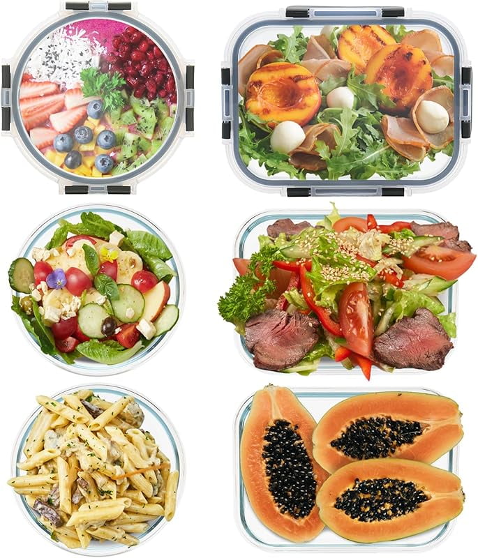 24-Piece Small Glass Food Storage Containers with Lids Airtight, 1.5 ...