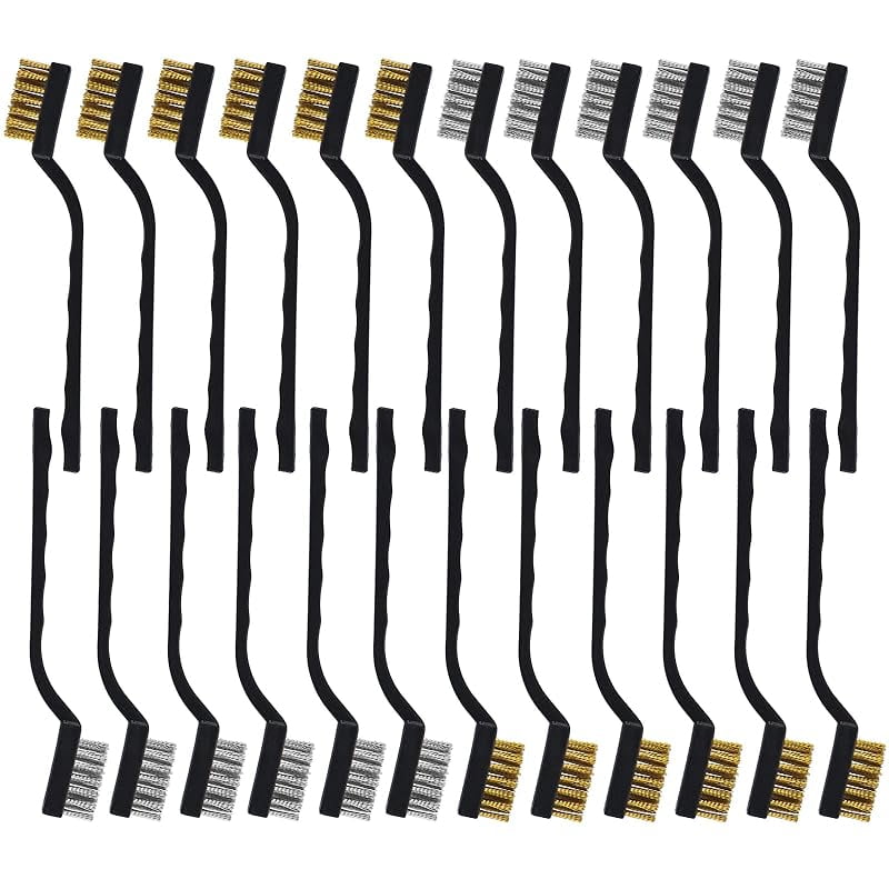 24-Piece Small Wire Brush Set – Stainless Steel & Brass Bristles ...