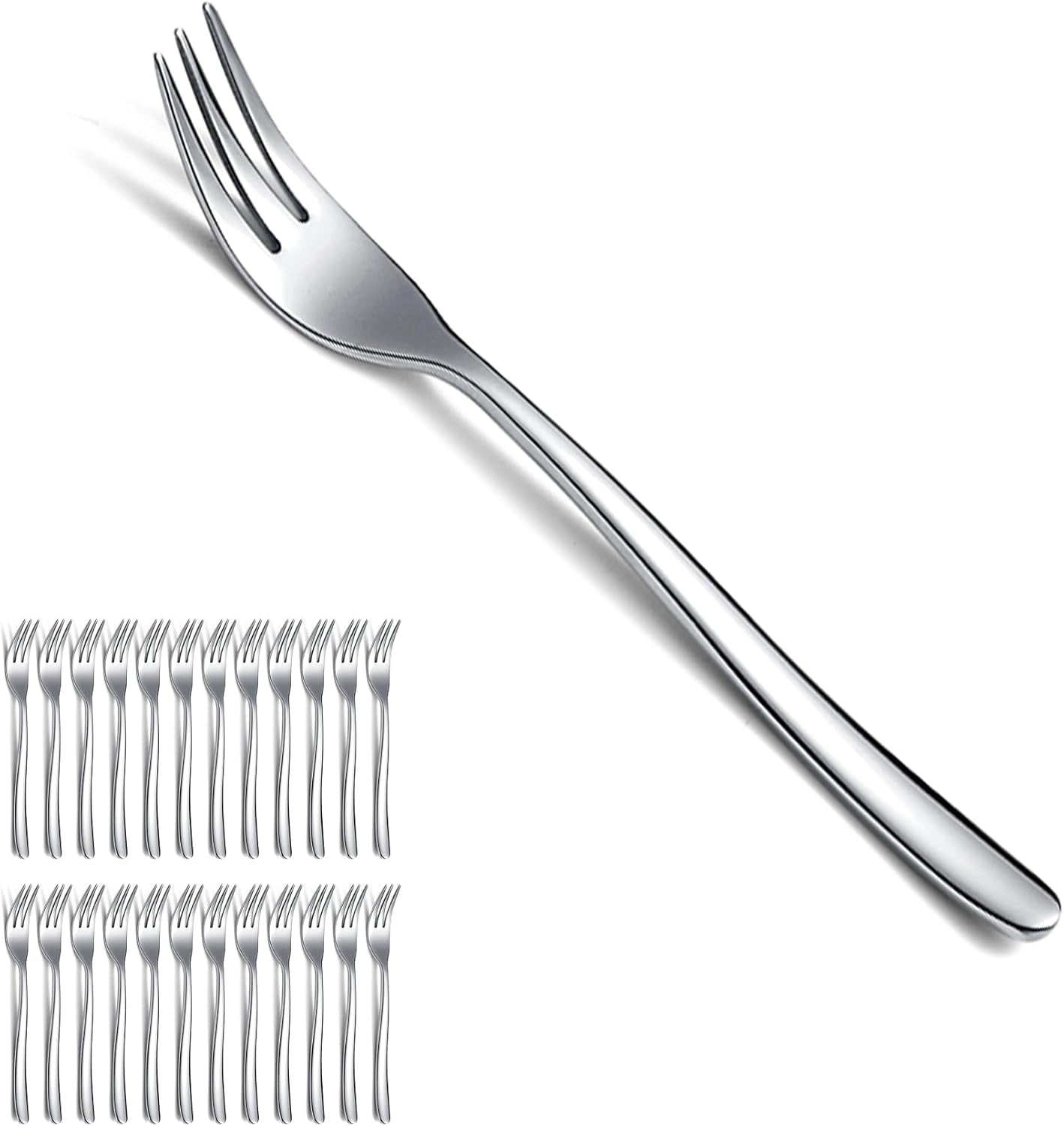 24-Piece Stainless Steel Dessert Forks, 6.15" Silverware Set, Fruit ...